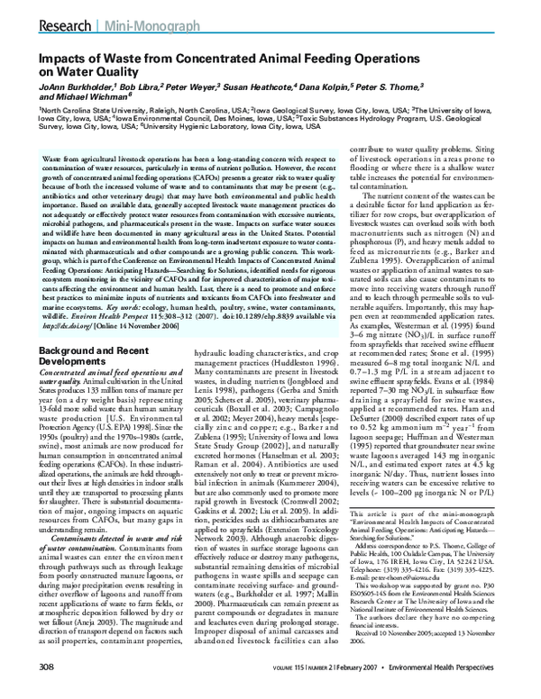 (PDF) Impacts of Waste from Concentrated Animal Feeding Operations on ...