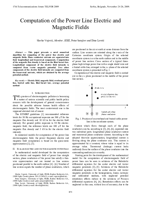 (PDF) Computation of the power line electric and magnetic fields
