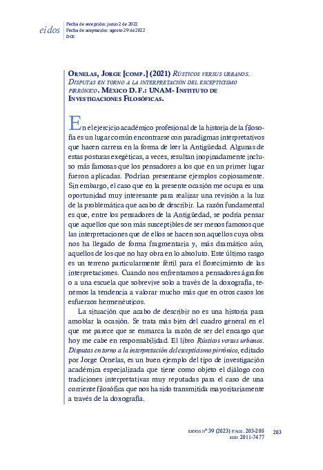 (PDF) RESEÑA SÁNCHEZ: Ornelas, J. (Comp.). 2021. Rústicos versus ...
