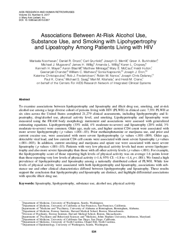 (PDF) Associations between at-risk alcohol use, substance use, and ...