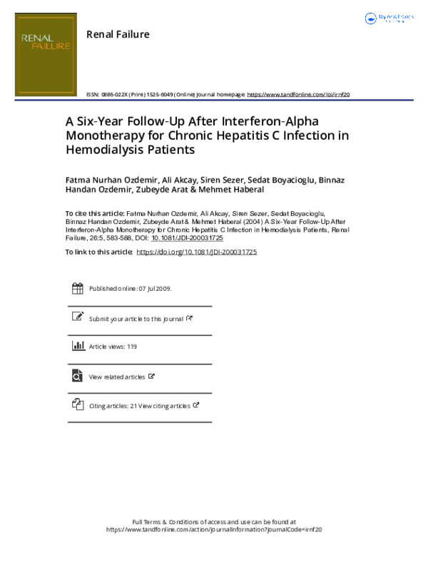 (PDF) A Six‐Year Follow‐Up After Interferon‐Alpha Monotherapy for ...