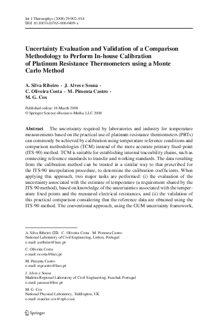 (PDF) Uncertainty Evaluation and Validation of a Comparison Methodology to Perform In-house ...