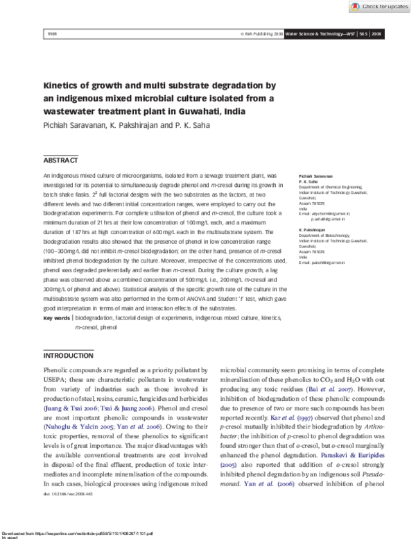 (PDF) Kinetics of growth and multi substrate degradation by an ...