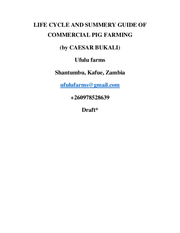 (PDF) LIFE CYCLE AND SUMMERY GUIDE OF COMMERCIAL PIG FARMING