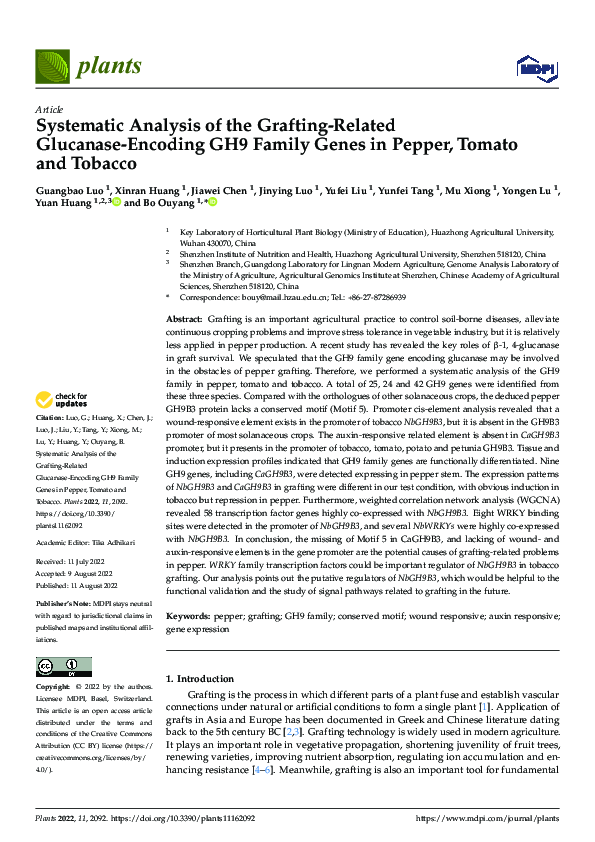 (PDF) Systematic Analysis of the Grafting-Related Glucanase-Encoding ...