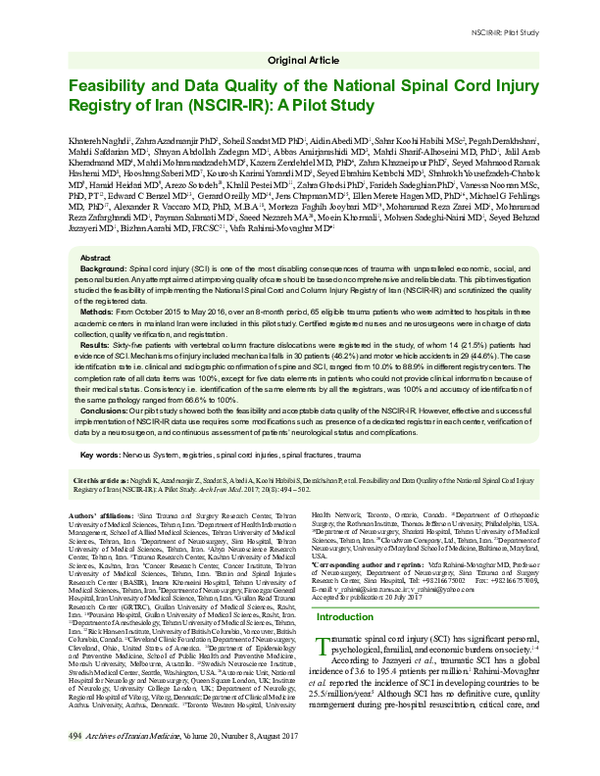 (PDF) NSCIR-IR: Feasibility and Data Quality Study