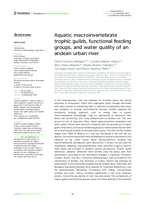 (PDF) Aquatic macroinvertebrate trophic guilds, functional feeding ...