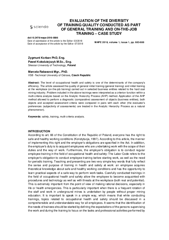 (PDF) Evaluation of the Diversity of Training Quality Conducted as Part ...