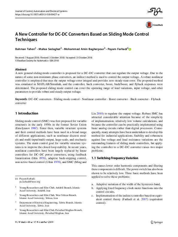 (PDF) A New Controller for DC-DC Converters Based on Sliding Mode Control Techniques