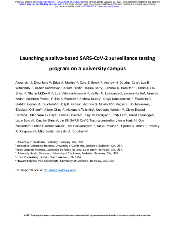 (PDF) Launching a saliva-based SARS-CoV-2 surveillance testing program ...
