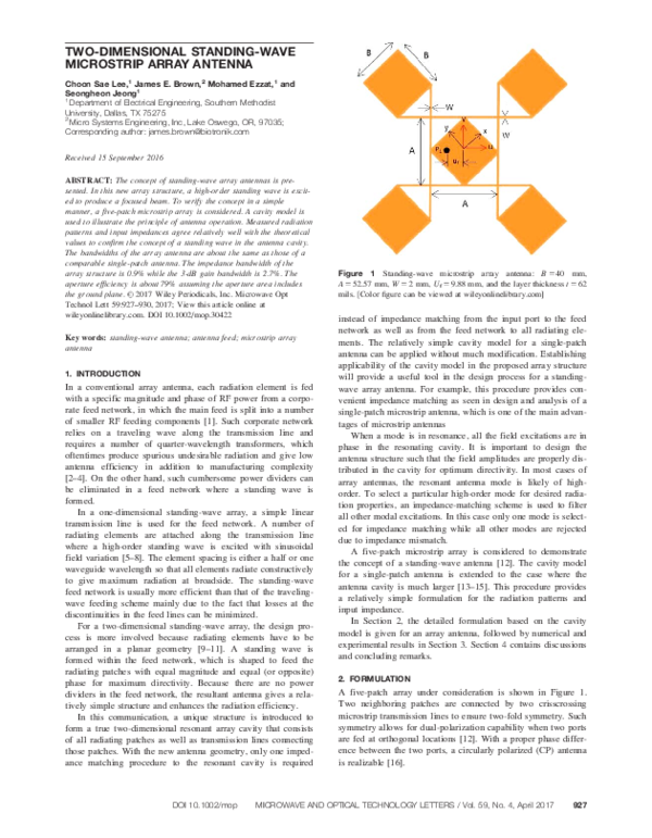 (PDF) Two-dimensional standing-wave microstrip array antenna
