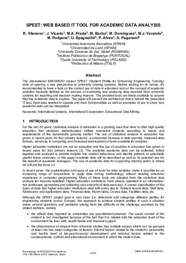 (PDF) Speet: Web Based It Tool for Academic Data Analysis