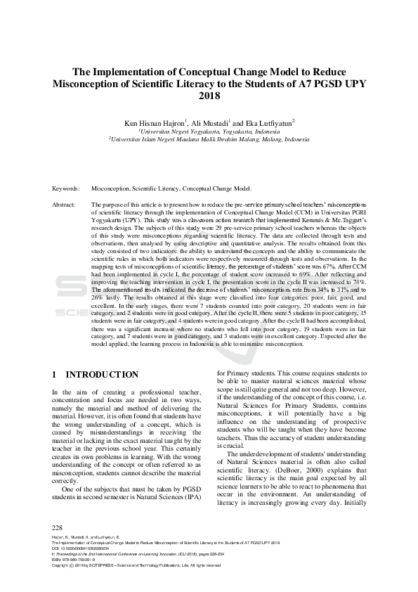 (PDF) The Implementation of Conceptual Change Model to Reduce Misconception of Scientific ...