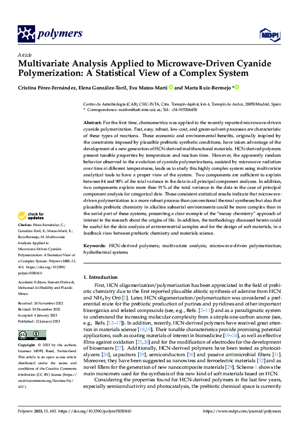 (PDF) Multivariate Analysis Applied to Microwave-Driven Cyanide Polymerization: A Statistical ...