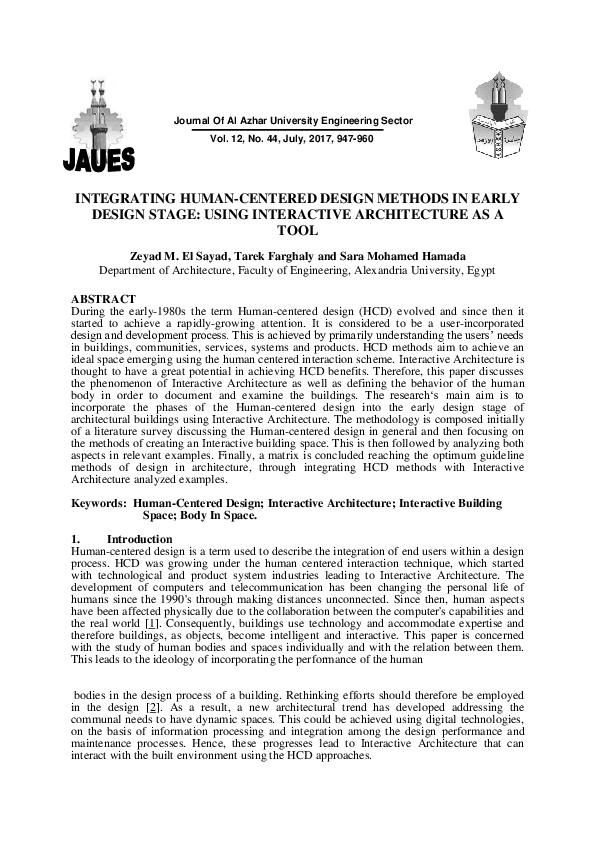 (PDF) Integrating Human-Centered Design Methods in Early Design Stage: Using Interactive ...