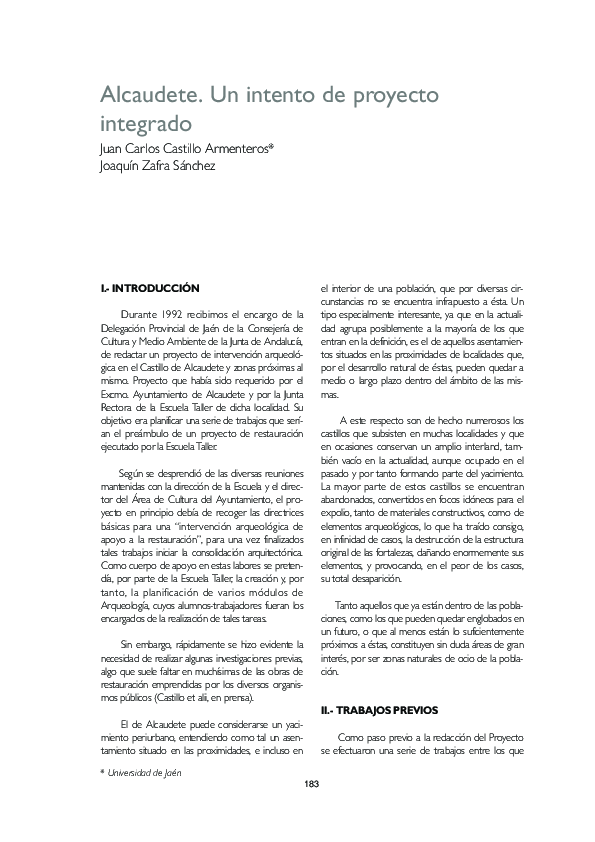 (PDF) Alcaudete. Un intento de proyecto integrado