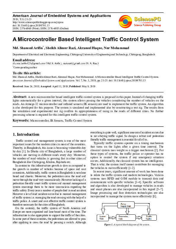Pdf A Microcontroller Based Intelligent Traffic Control System