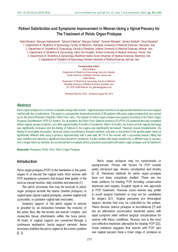 (PDF) Patient Satisfaction and Symptoms Improvement in Women Using a ...