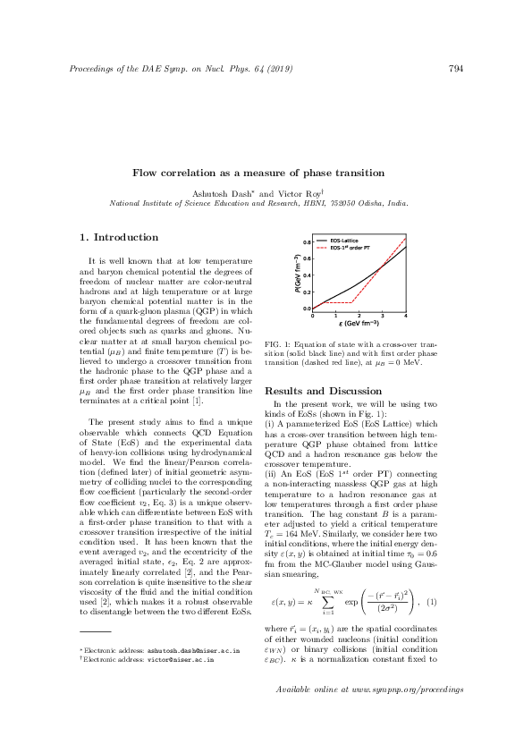 (PDF) Flow correlation as a measure of phase transition: results from a new hydrodynamic code ...