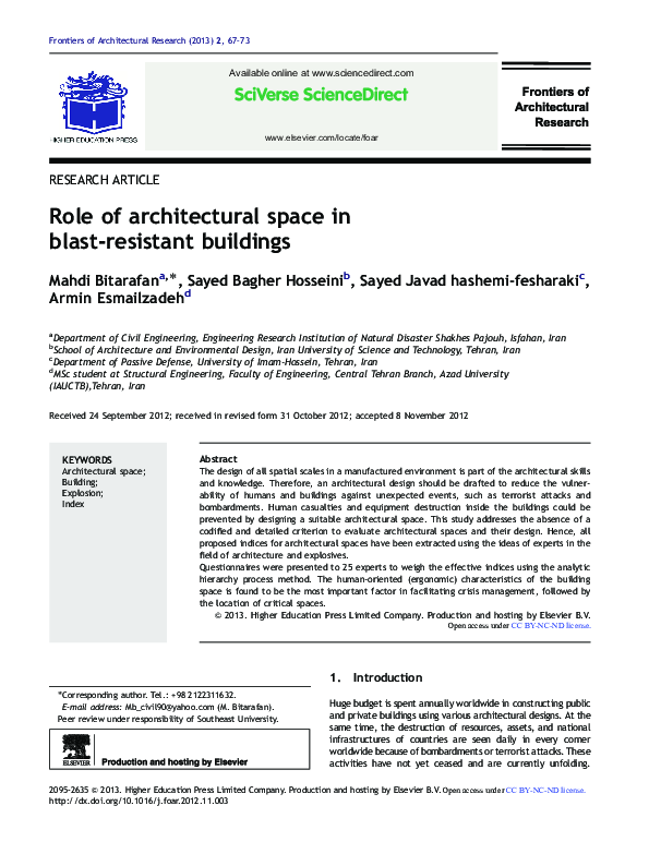 (PDF) Role of architectural space in blast-resistant buildings