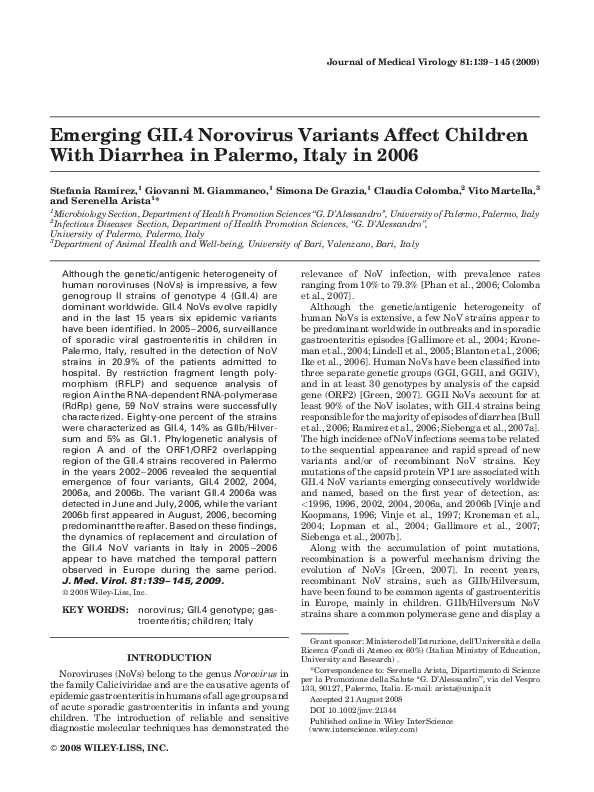 (PDF) Emerging GII.4 norovirus variants affect children with diarrhea ...