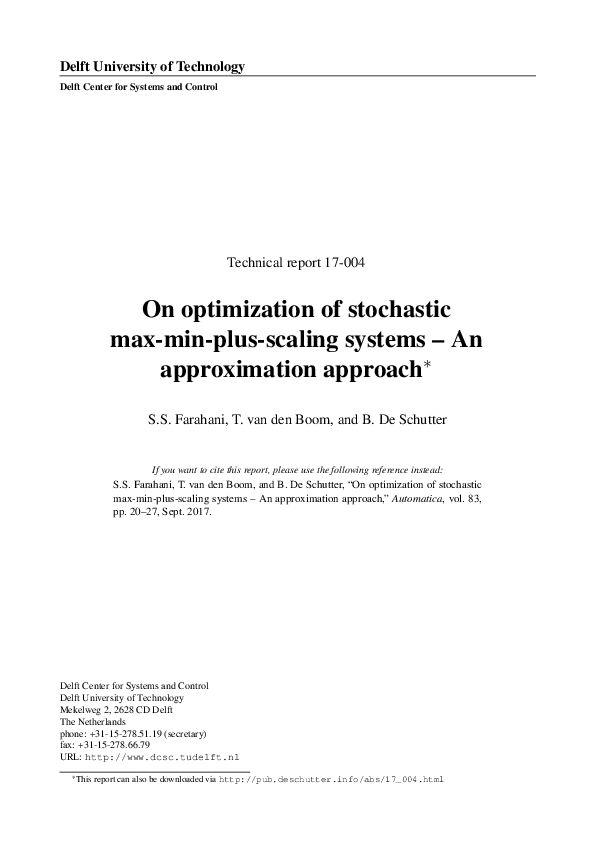 (PDF) On optimization of stochastic max–min-plus-scaling systems—An approximation approach