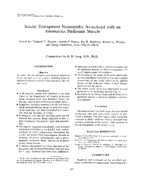 (PDF) Sciatic Entrapment Neuropathy Associated with an Anomalous ...