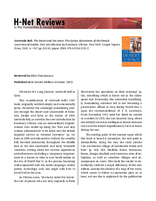 (PDF) Gertrude Bell. The Desert and the Sown: the Syrian Adventures of ...