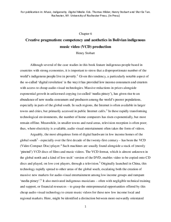 (PDF) Creative pragmatism : competency and aesthetics in Bolivian ...