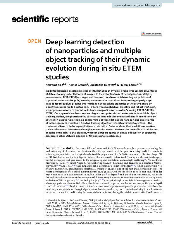 (PDF) Deep learning detection of nanoparticles and multiple object tracking of their dynamic ...