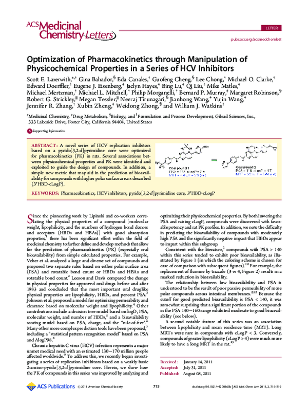 (PDF) Optimization of Pharmacokinetics through Manipulation of ...