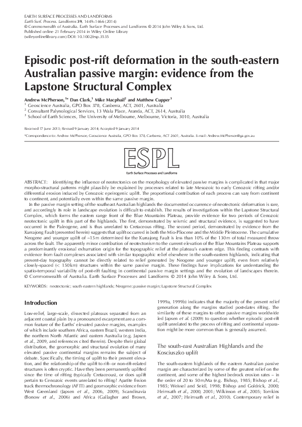 (PDF) Episodic post-rift deformation in the south-eastern Australian ...
