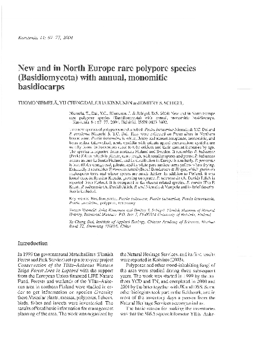 (PDF) New and in North Europe rare polypore species (Basidiomycota ...