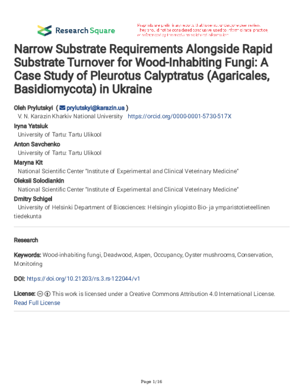 (PDF) Narrow Substrate Requirements Alongside Rapid Substrate Turnover ...
