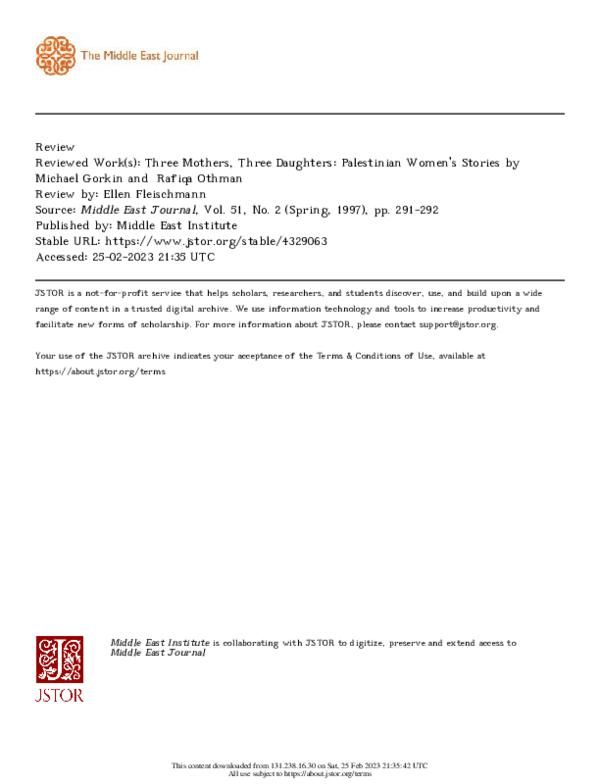 (PDF) Michael Gorkin and Rafiqa Othman. Three Mothers, Three Daughters ...