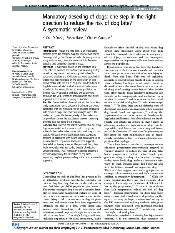 (PDF) Mandatory desexing of dogs: one step in the right direction to ...