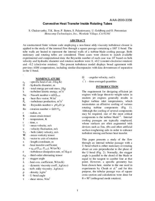 (PDF) Convective heat transfer inside rotating tubes