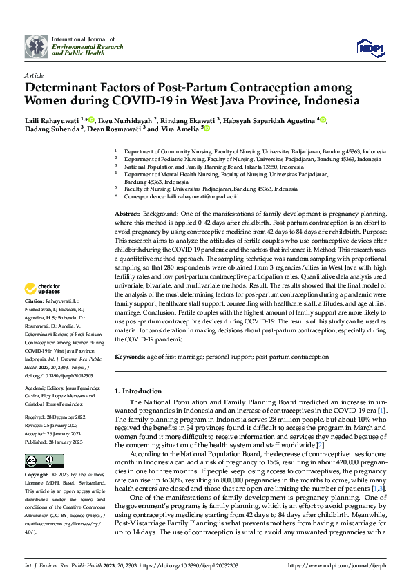 (PDF) Determinant Factors of Post-Partum Contraception among Women ...