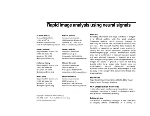 (PDF) Rapid image analysis using neural signals | Stephen Whitlow ...