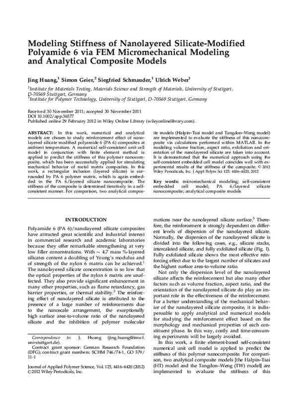 (PDF) Modeling stiffness of nanolayered silicate-modified polyamide 6 ...