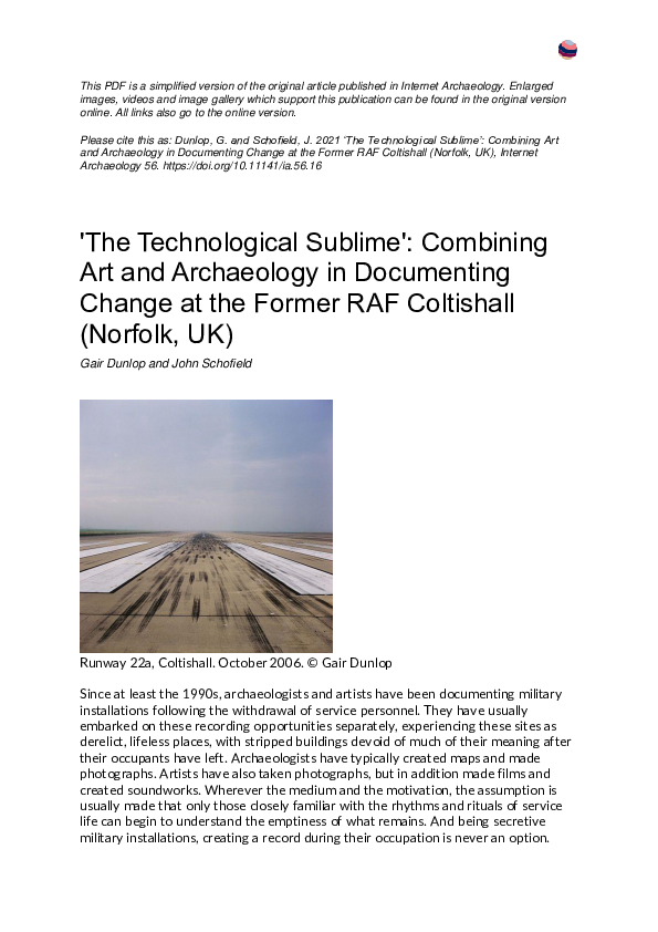 (PDF) The Technological Sublime': Combining Art and Archaeology in ...