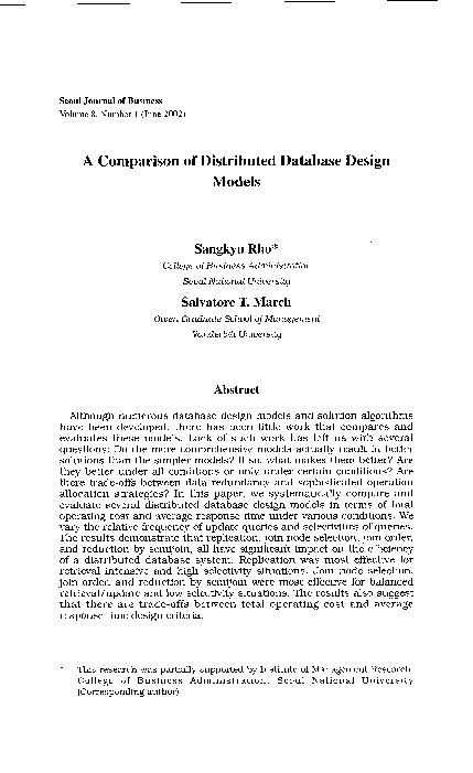 (PDF) A Comparison of Distributed Database Design Models