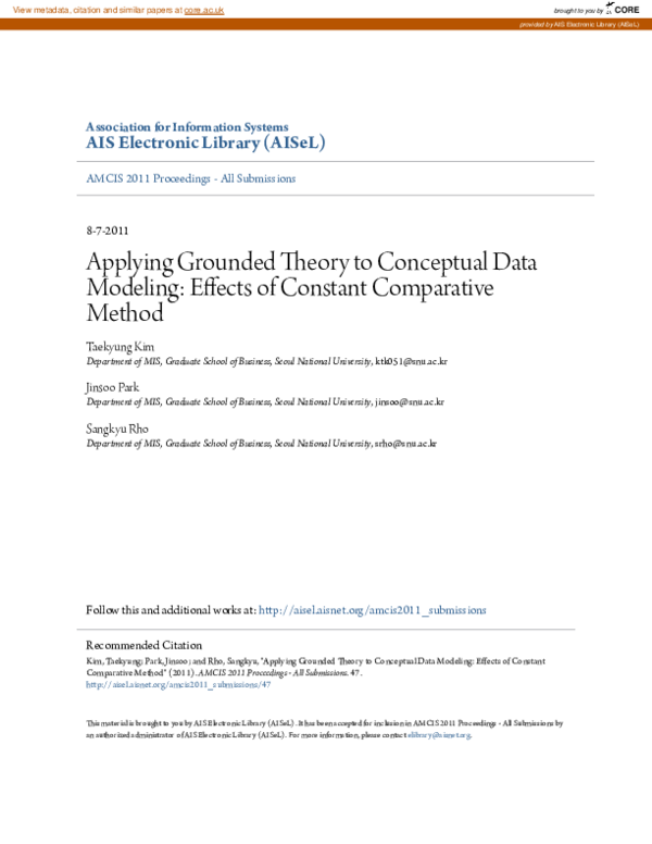 (PDF) Applying Grounded Theory to Conceptual Data Modeling: Effects of ...