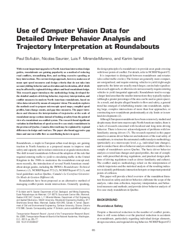 (PDF) Use of Computer Vision Data for Detailed Driver Behavior Analysis and Trajectory ...