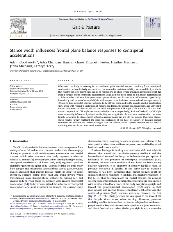 (PDF) Stance Width Affects Balance Responses