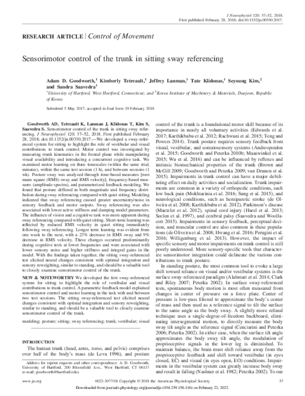 (PDF) Sensorimotor control of the trunk in sitting sway referencing