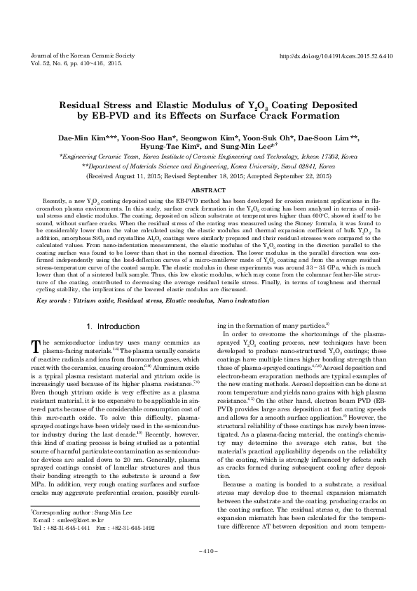 (PDF) Residual Stress and Elastic Modulus of Y 2 O 3 Coating Deposited ...