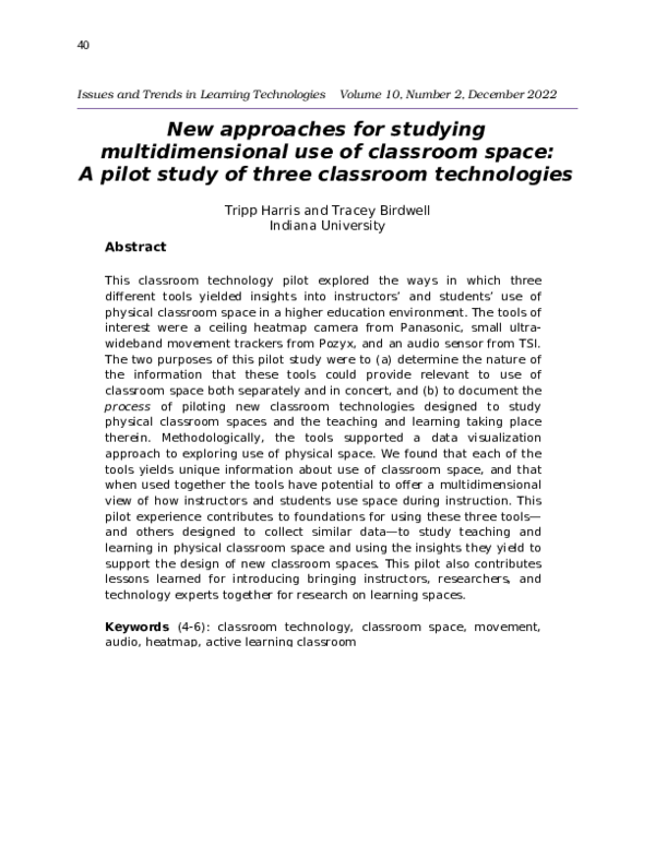 (PDF) New approaches for studying multidimensional use of classroom ...