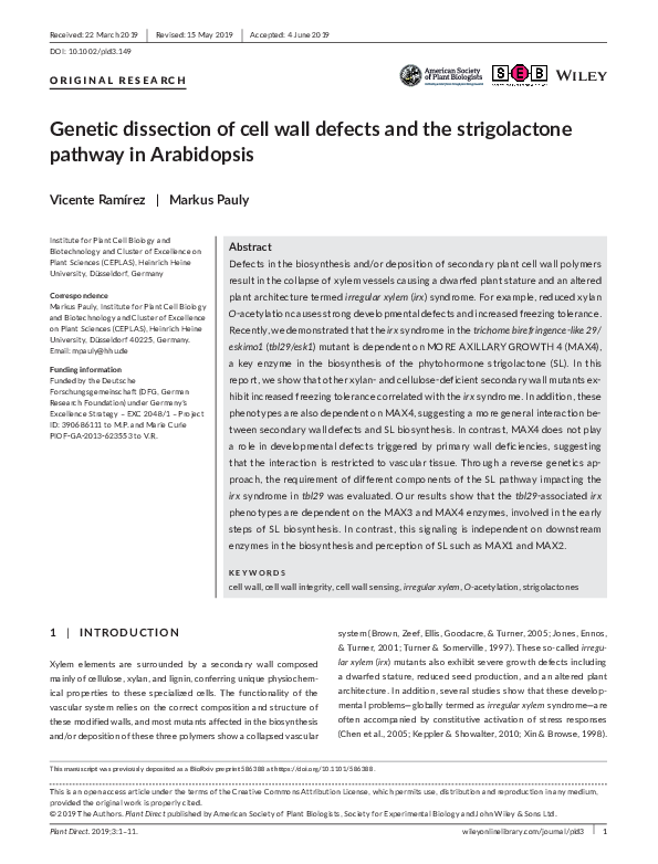 (PDF) Genetic dissection of cell wall defects and the strigolactone ...