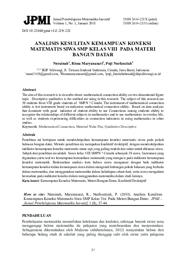 (PDF) Analisis Kemampuan Berpikir Kreatif Siswa melalui Tugas Problem Posing Materi SPLDV Siswa MTs